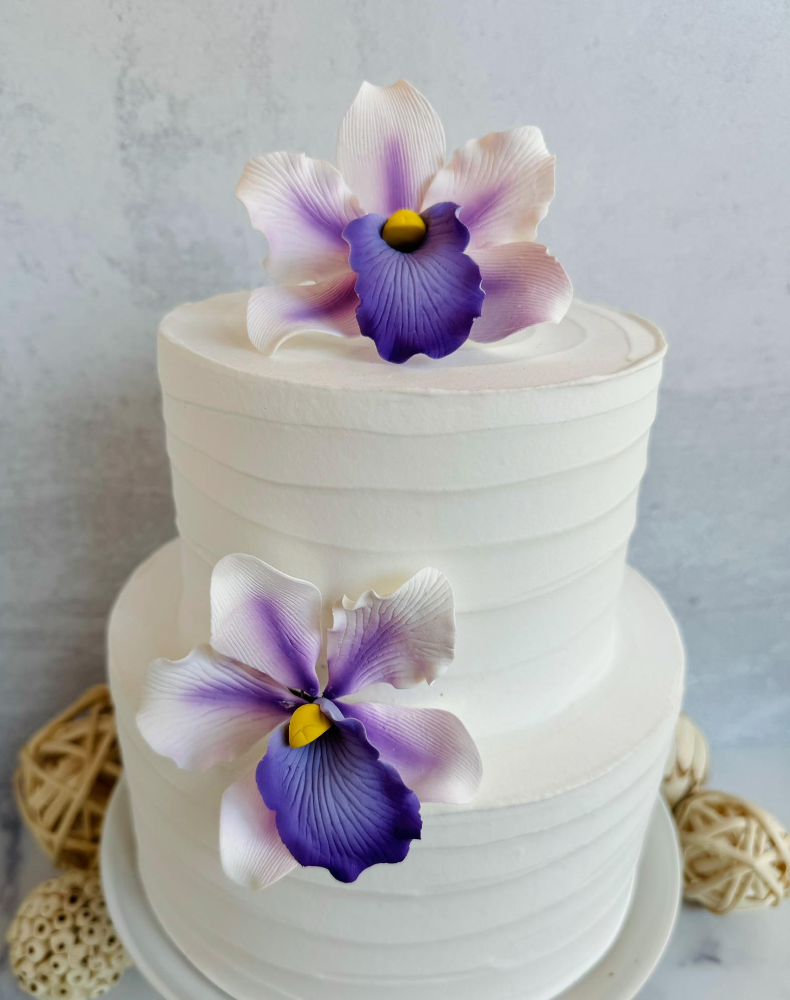 TROPICAL PURPLE & WHITE Orchid Gum Paste Flowers - 1 or 2 Pieces Cake ...