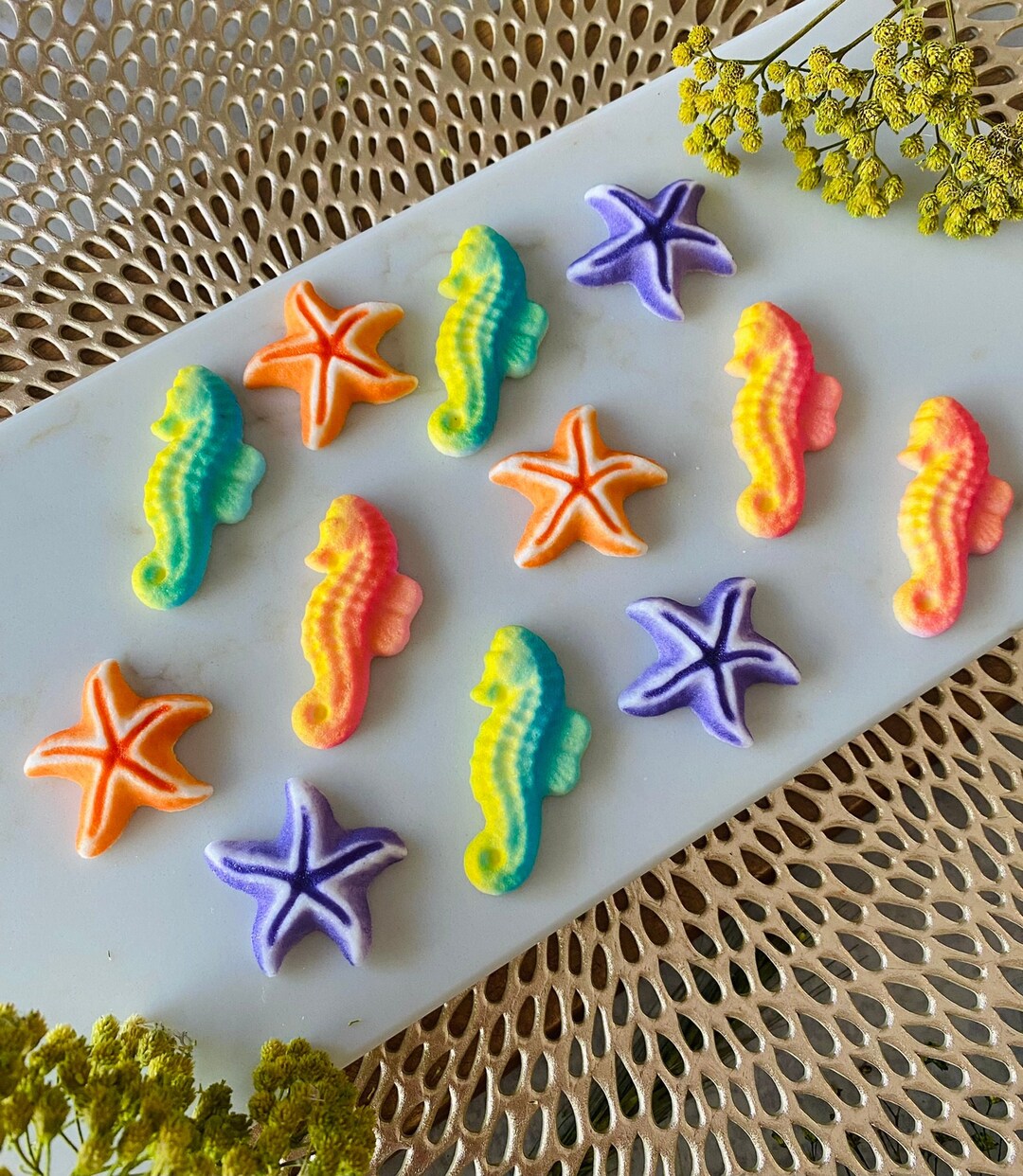 STARFISH and SEAHORSE Under the Sea Edible Sugar (12 Pieces) Cupcake or ...