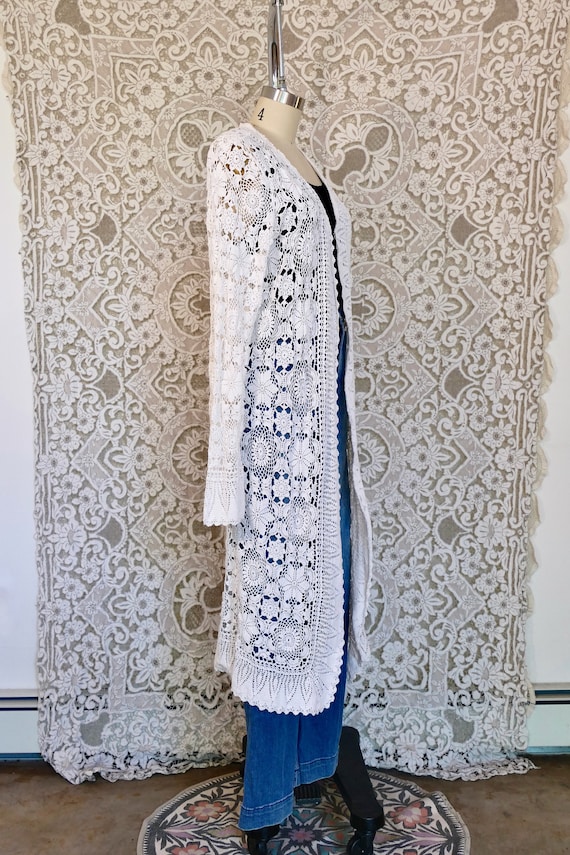 Ivory Crochet Medallion Lace Duster - Gem