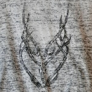 Sheer Grey Burnout Deer Skull T-shirt Size M - Etsy