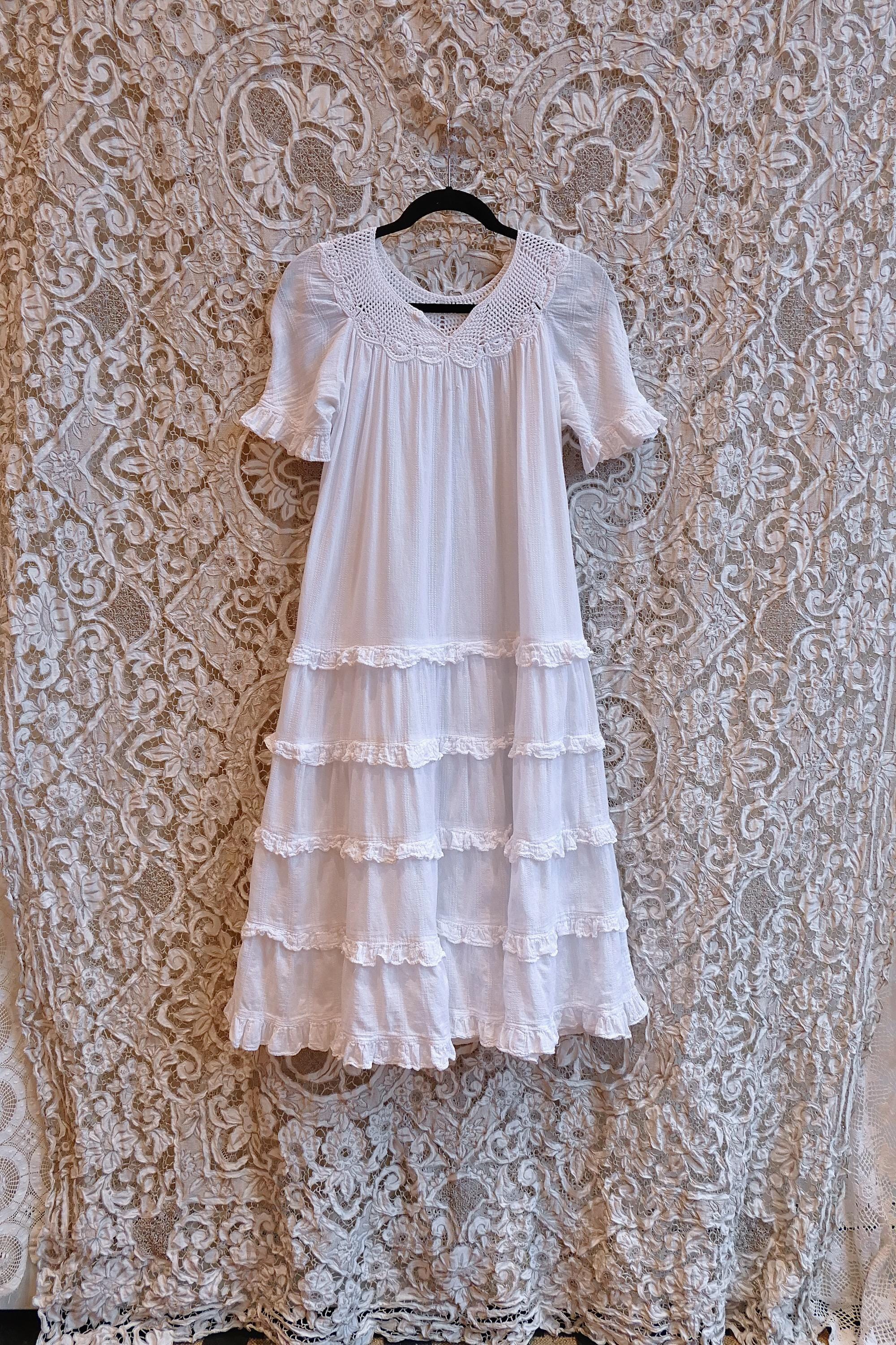 White Sheer Gauze Greek Dress With Crochet Neckline - Etsy