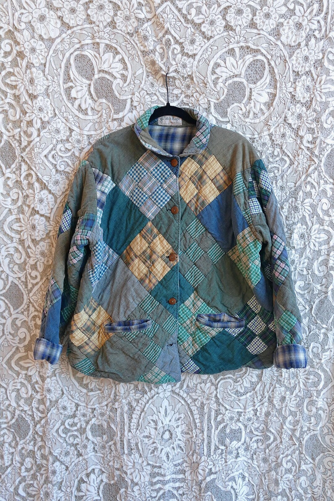 Green Flannel Patchwork Quilt Chore Coat - Etsy