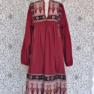 Red Indian Cotton Peasant Dress - Etsy