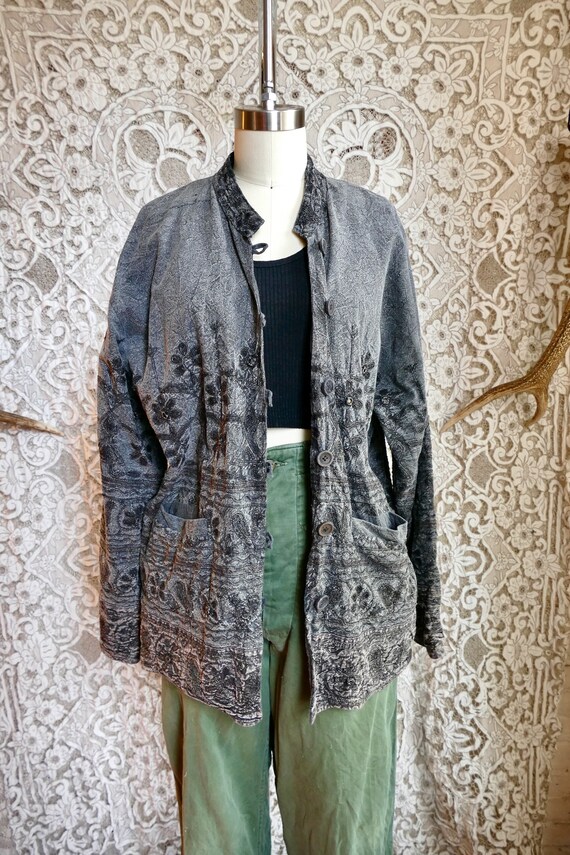 Embroidered Cotton Jacket / Huipil Style Cropped Jack… - Gem