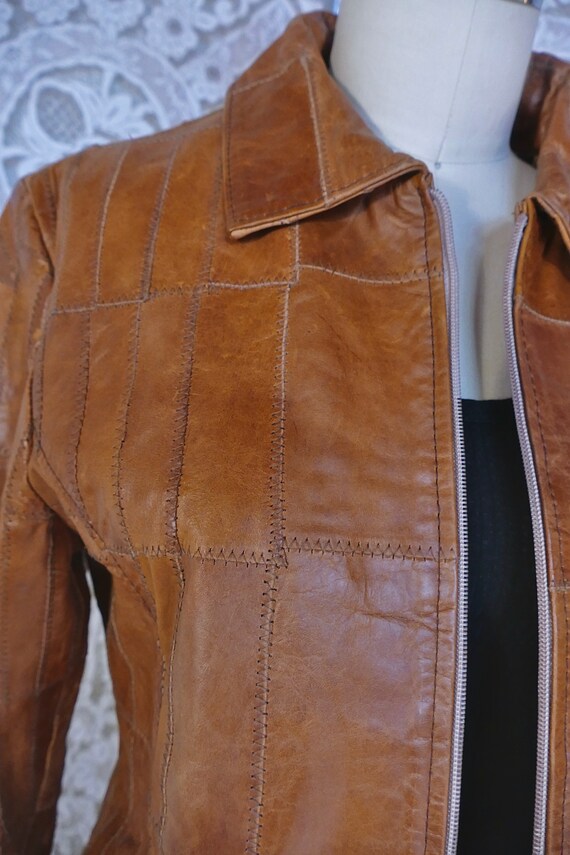 LAST CHANCE Patchwork Leather Coat - Gem