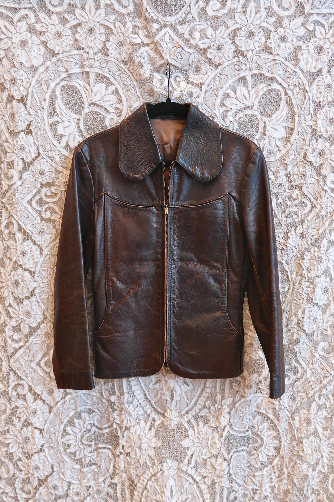 Glasswater Brown Leather Jacket - Etsy
