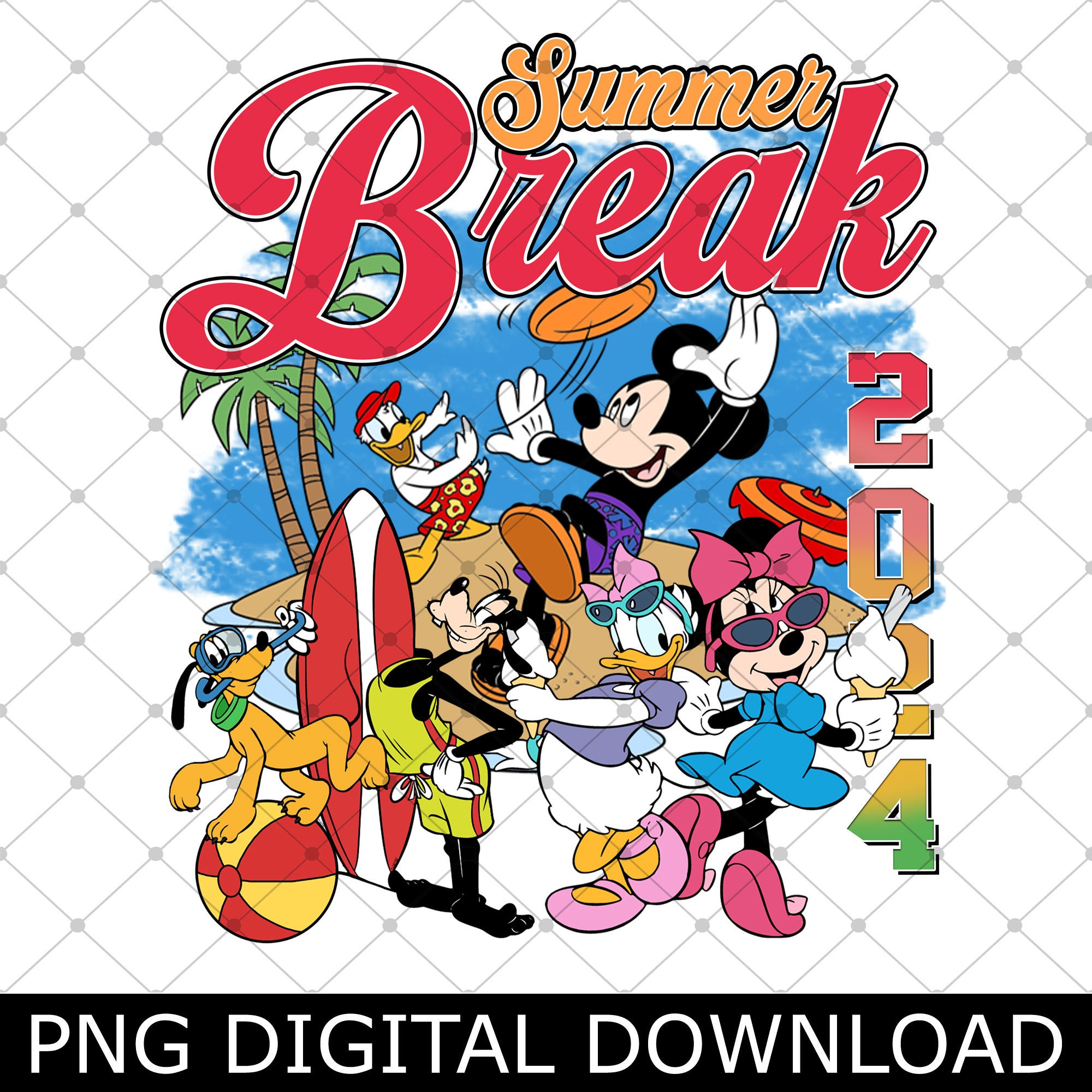 Mickey Minnie Goofy Summer Break 2024 Png, We Are on A Break Mickey and ...