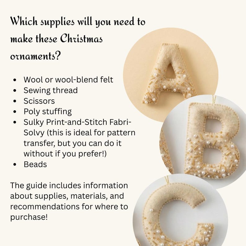 Beaded Felt Letter Ornament Pattern: DIY Beading Christmas Ornament ...