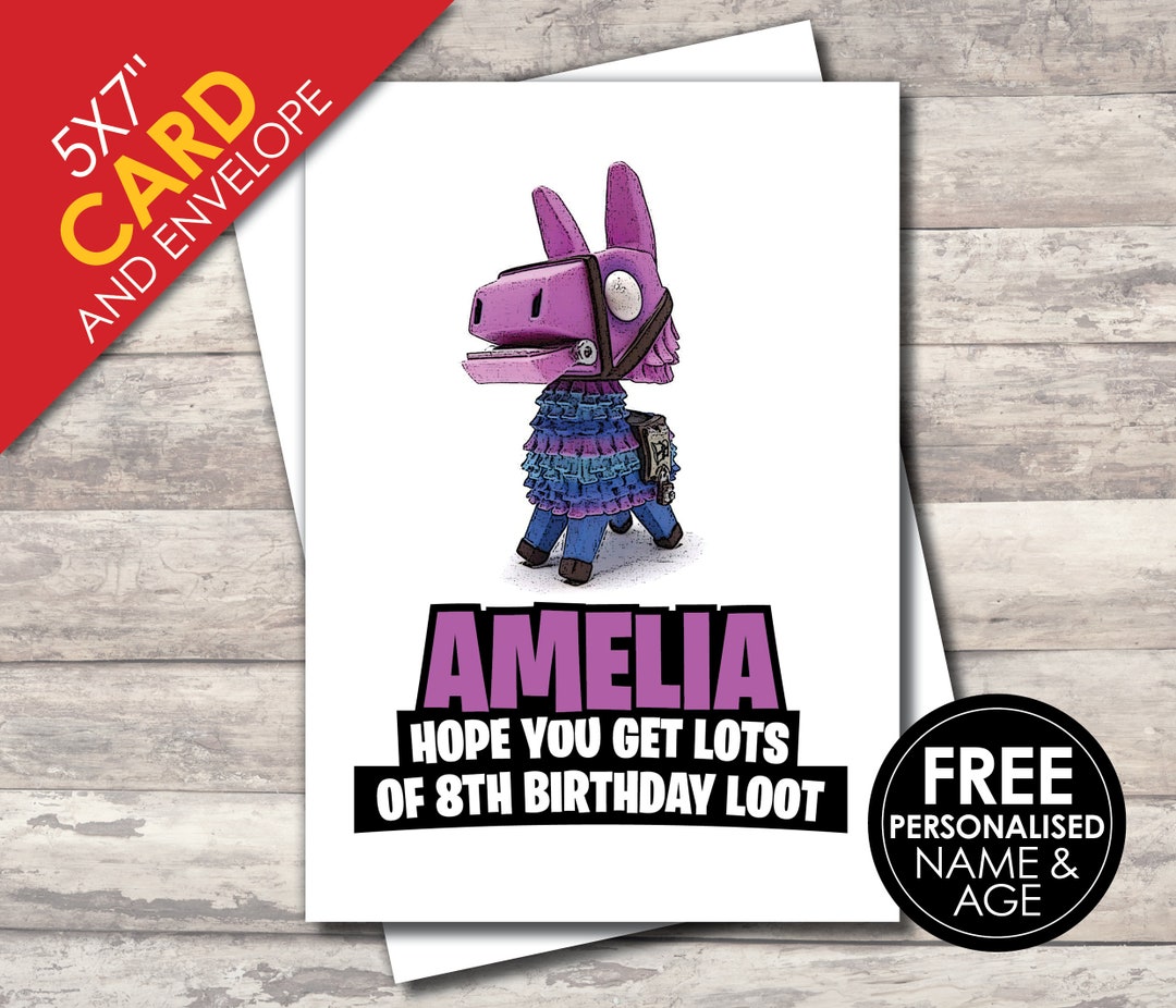 Personalized Gamer Birthday Card | Llama Kids Birthday - Etsy UK