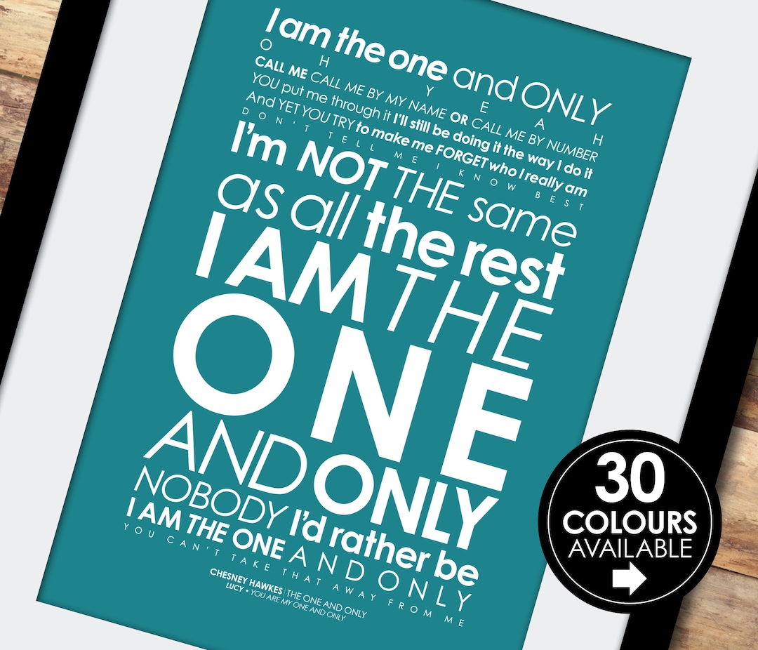 Free PERSONALISED Message Lyrics Print | I Am the One and Only Song ...