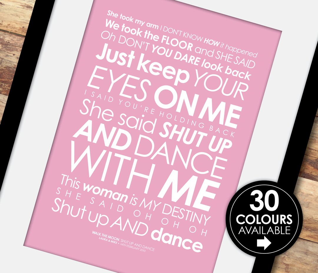 Walk the Moon Shut up and Dance LYRICS Print Optional - Etsy UK