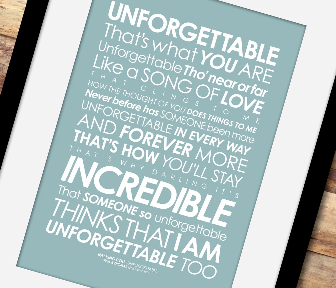 Gallery Wall Art Print | Unforgettable | Optional PERSONALISED MESSAGE ...
