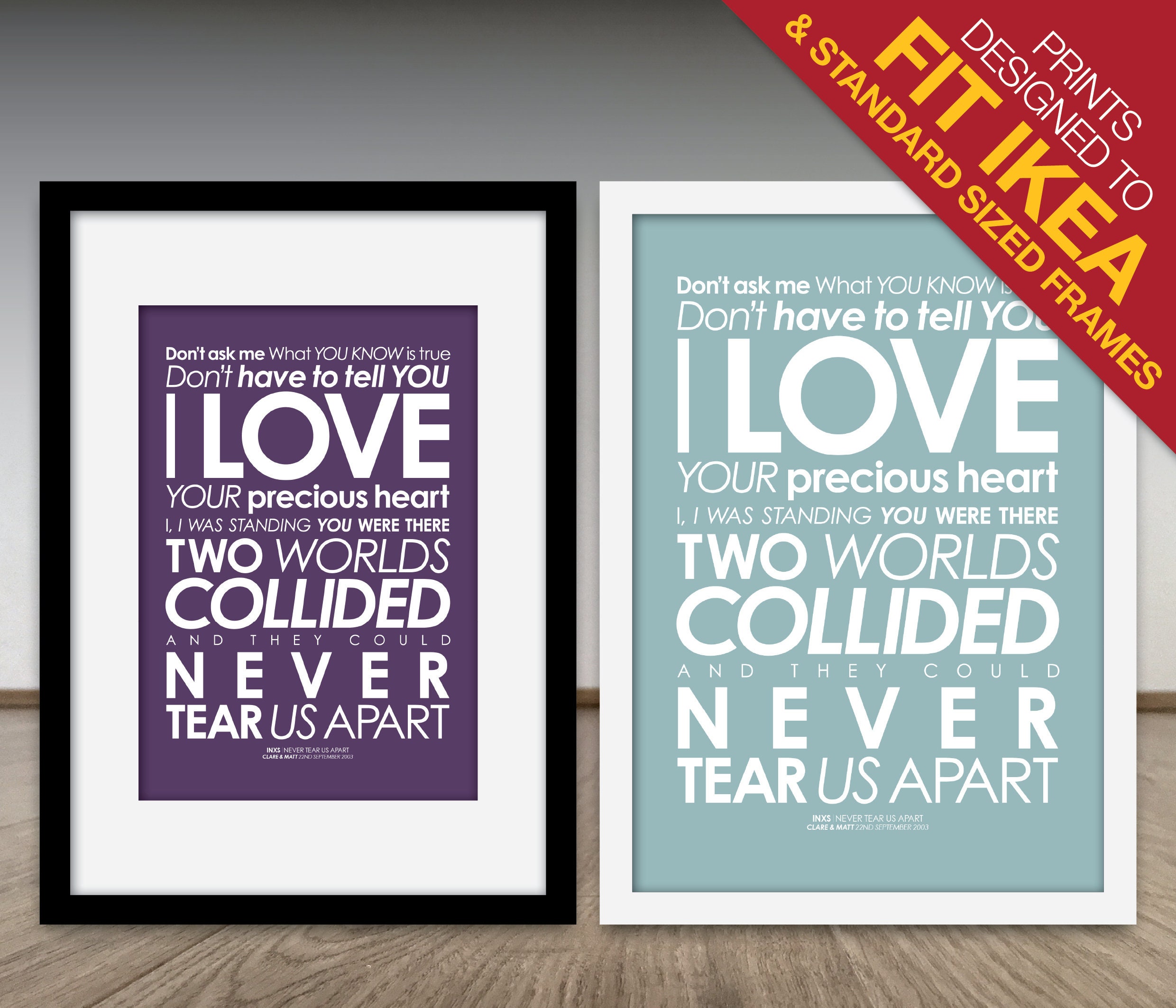 INXS Paloma Faith Never Tear Us Apart Lyrics Print. With - Etsy UK
