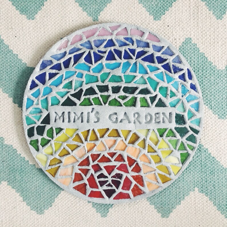 Personalized Garden Stepping Stone With Mosaic Full Glass - Etsy