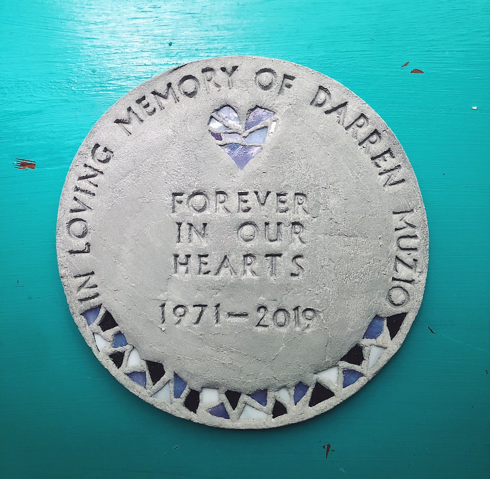 Personalized Garden Stepping Stone With Mosaic Glass Rim - Etsy