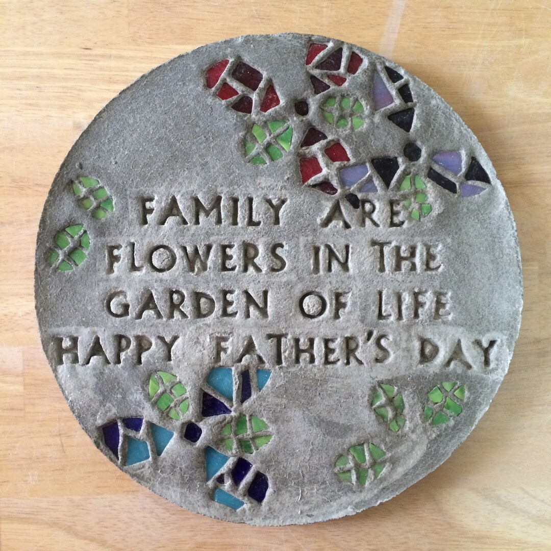 Personalized Garden Stepping Stone With Mosaic Glass Flowers (large ...