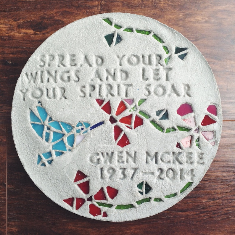 Personalized Garden Stepping Stone With Mosaic Glass - Etsy