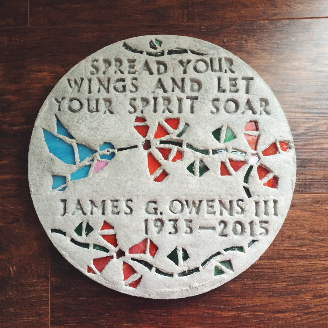 Personalized Garden Stepping Stone With Mosaic Glass Hummingbird (large ...