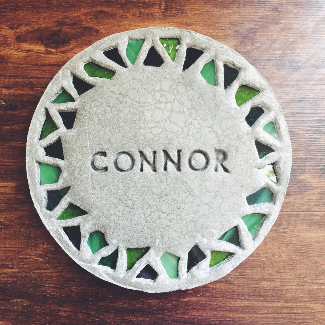 Personalized Garden Stepping Stone With Mosaic Glass Rim - Etsy