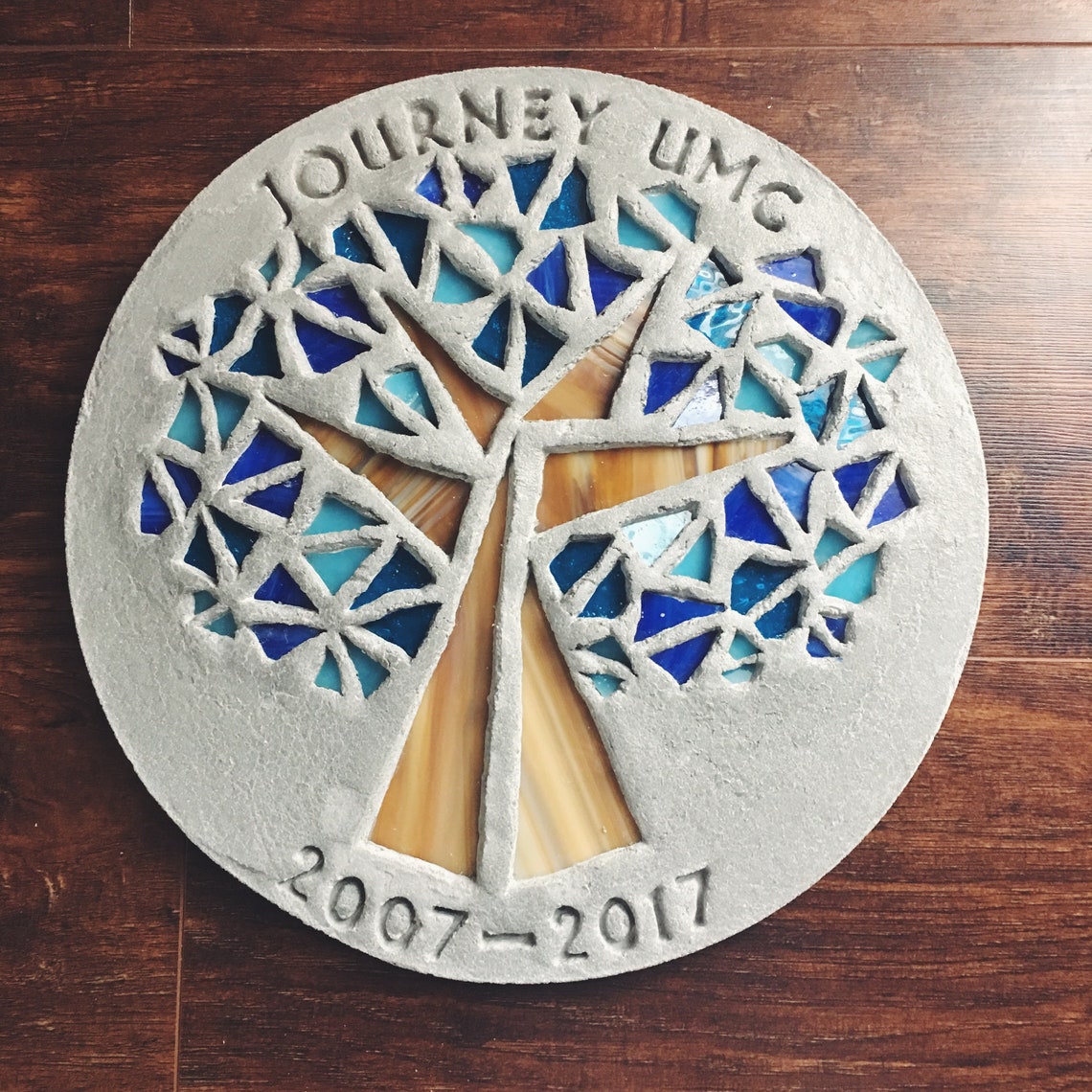 Personalized Garden Stepping Stone With Mosaic Glass Tree - Etsy