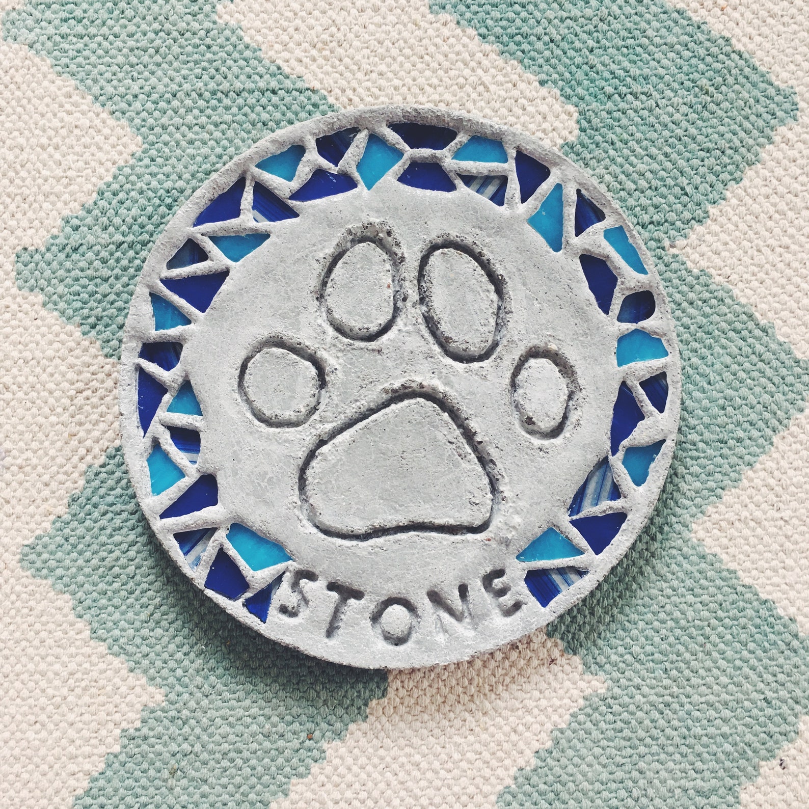 Personalized Garden Stepping Stone With Mosaic Glass Custom Image small ...