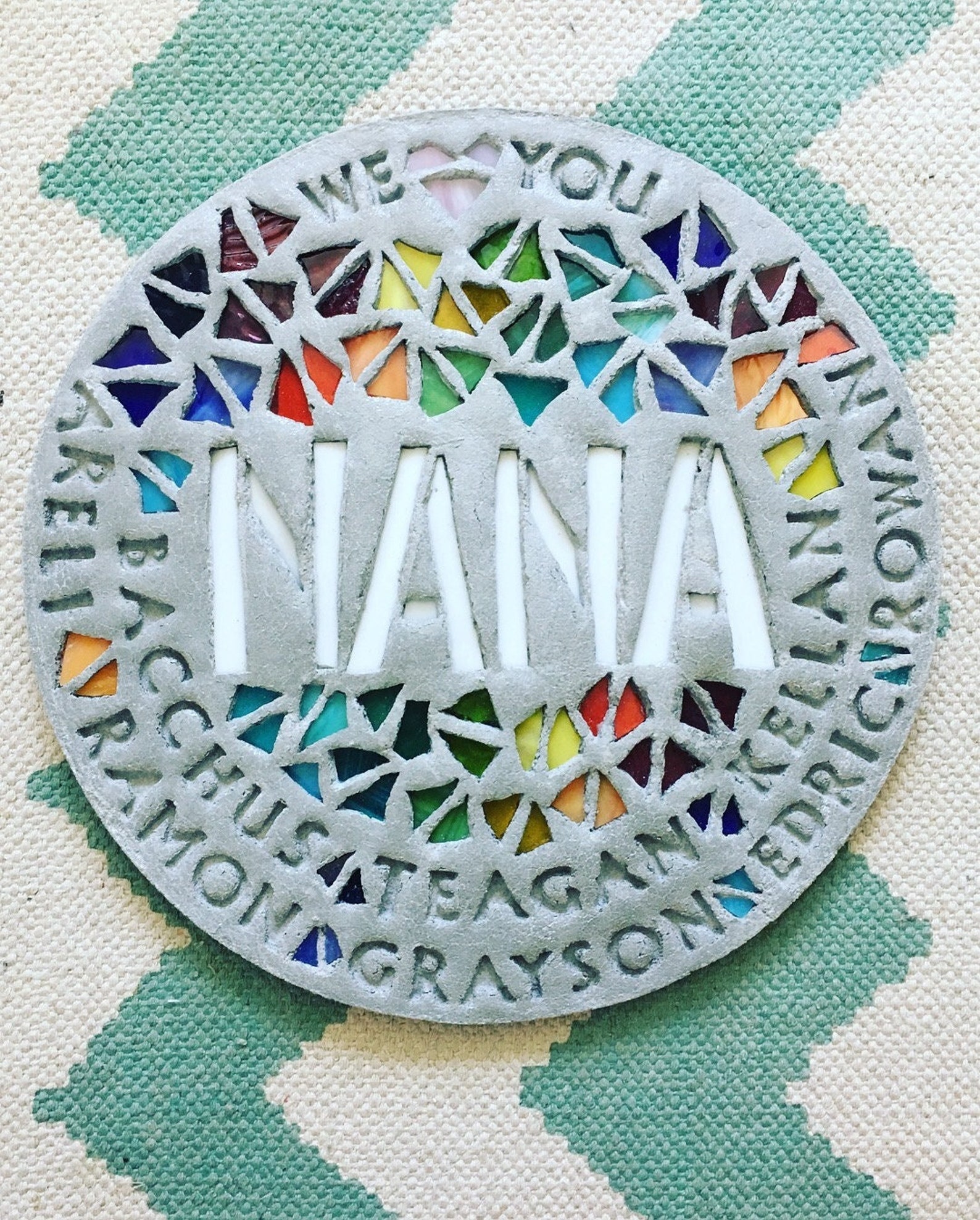 Personalized Garden Stepping Stone With Mosaic Glass Lettering - Etsy
