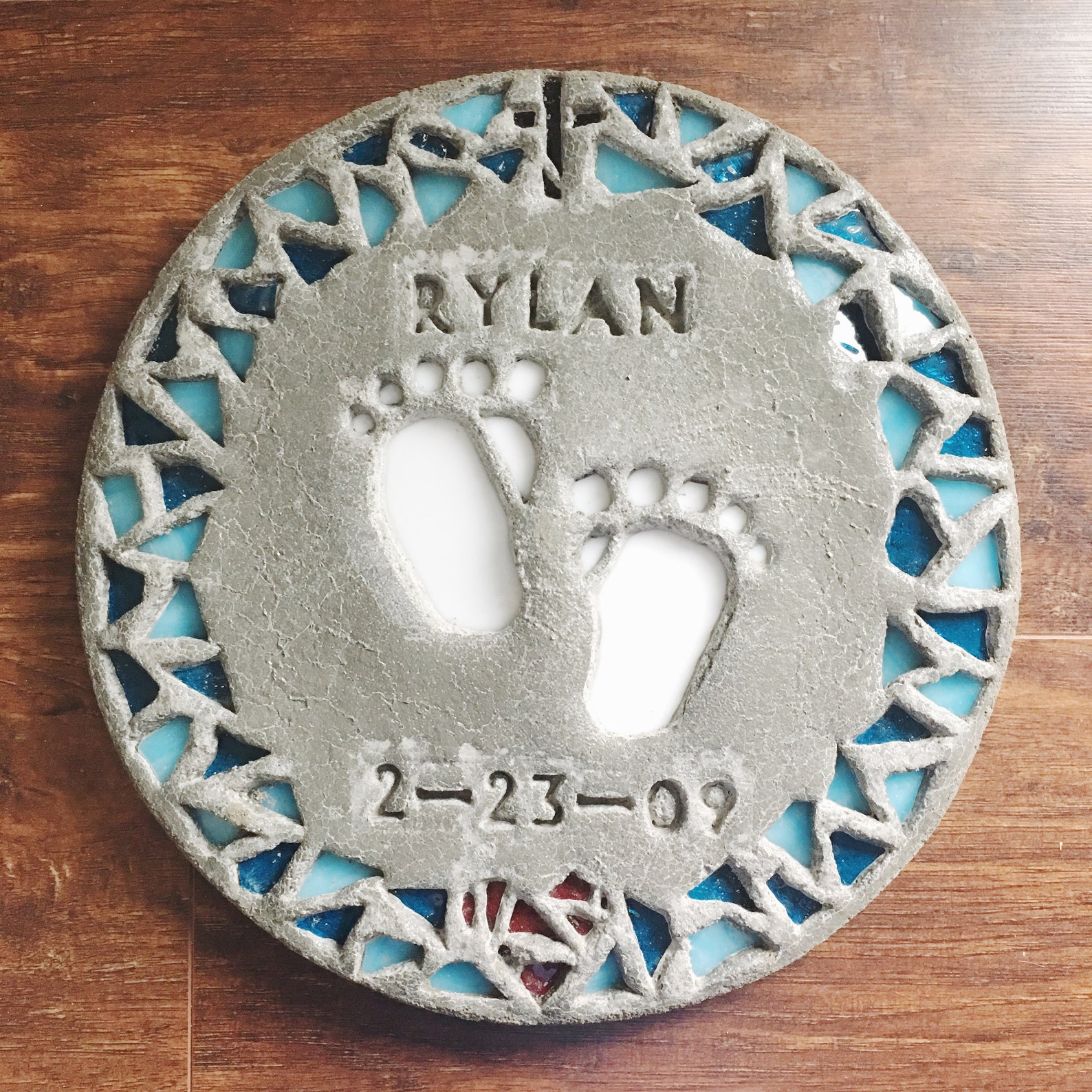 Personalized garden stepping stone with mosaic glass custom | Etsy