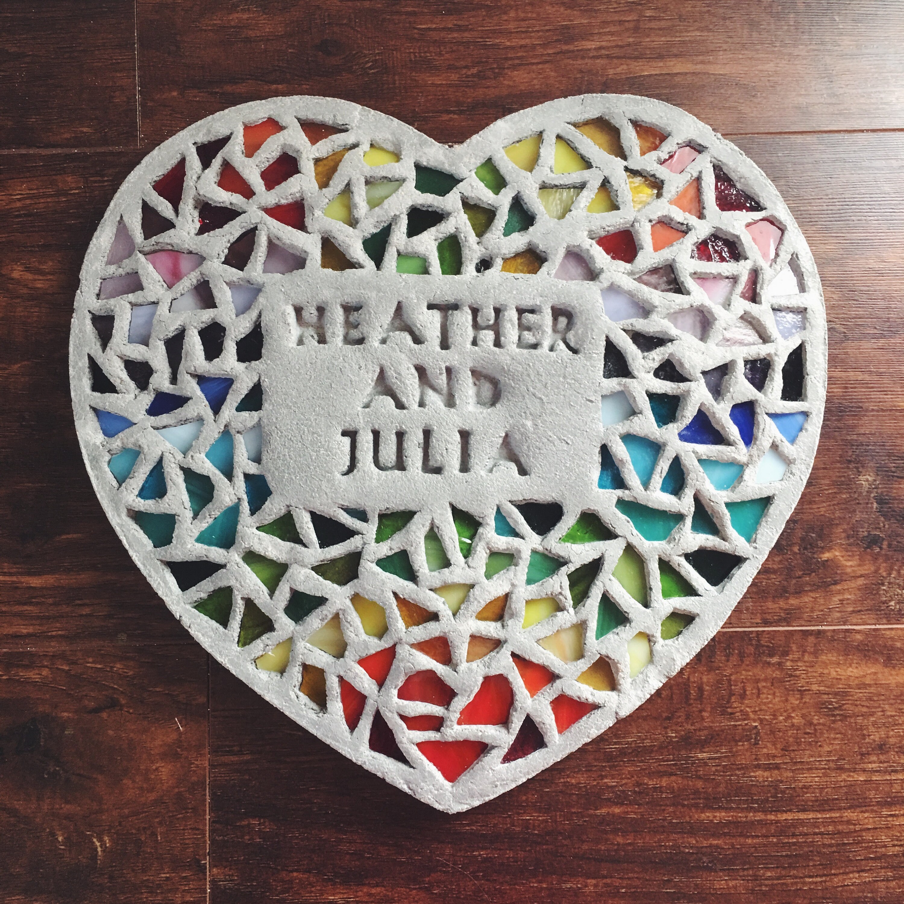 Personalized Garden Stepping Stone With Mosaic Full Glass (heart ...