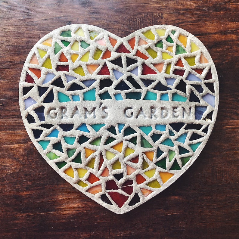 Personalized Garden Stepping Stone With Mosaic Full Glass - Etsy