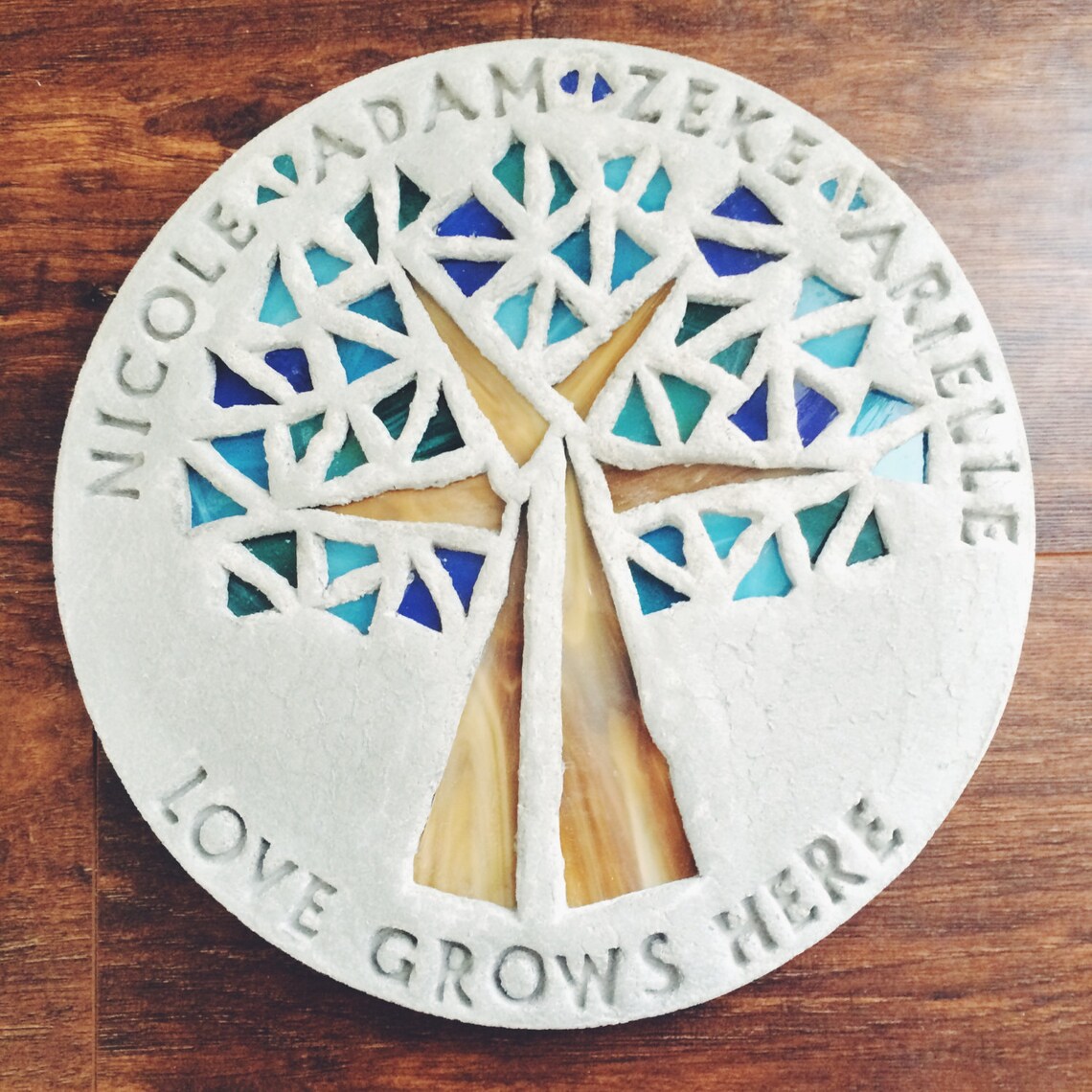 Personalized Garden Stepping Stone With Mosaic Glass Tree - Etsy