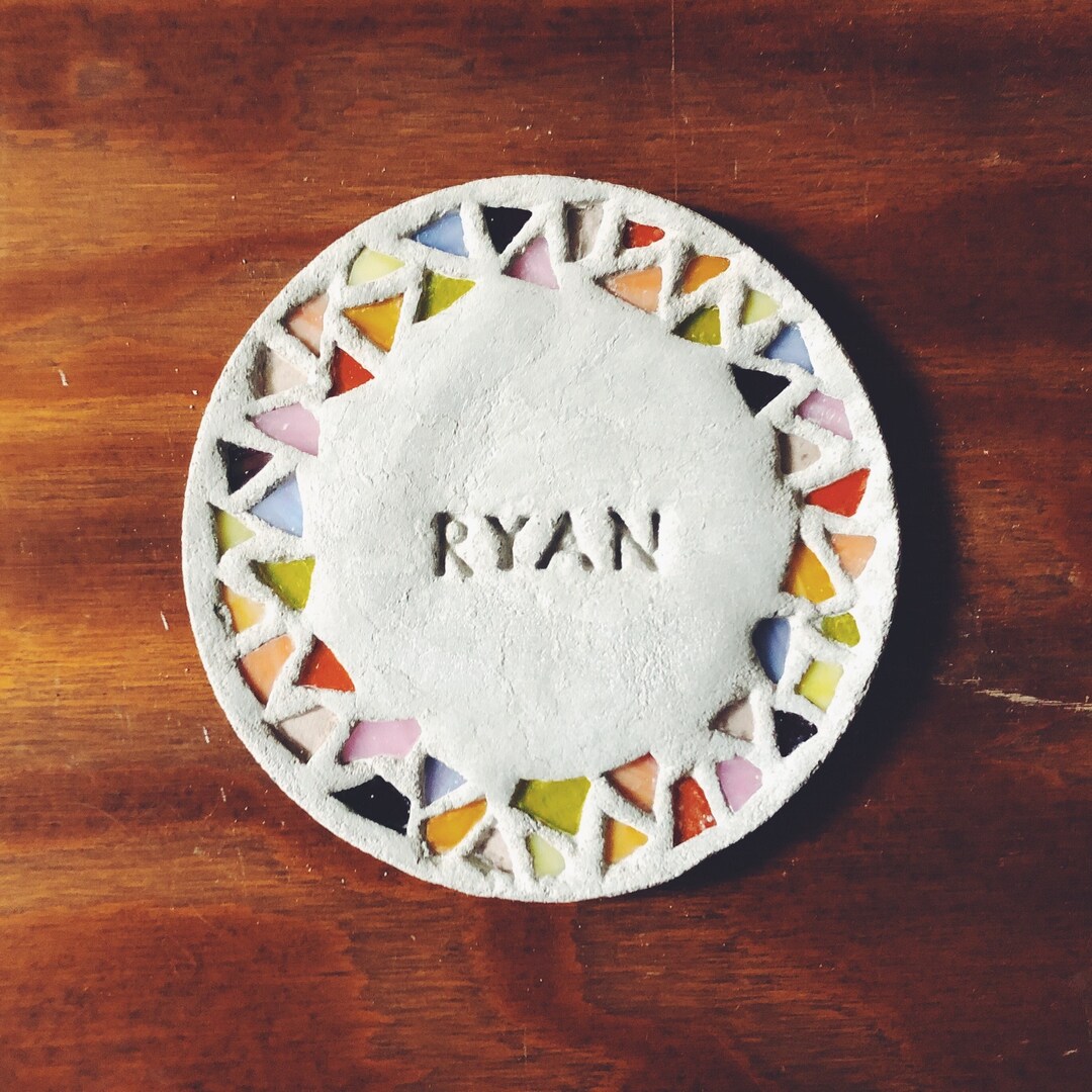 Personalized Garden Stepping Stone With Mosaic Glass Rim (small) Sunset ...
