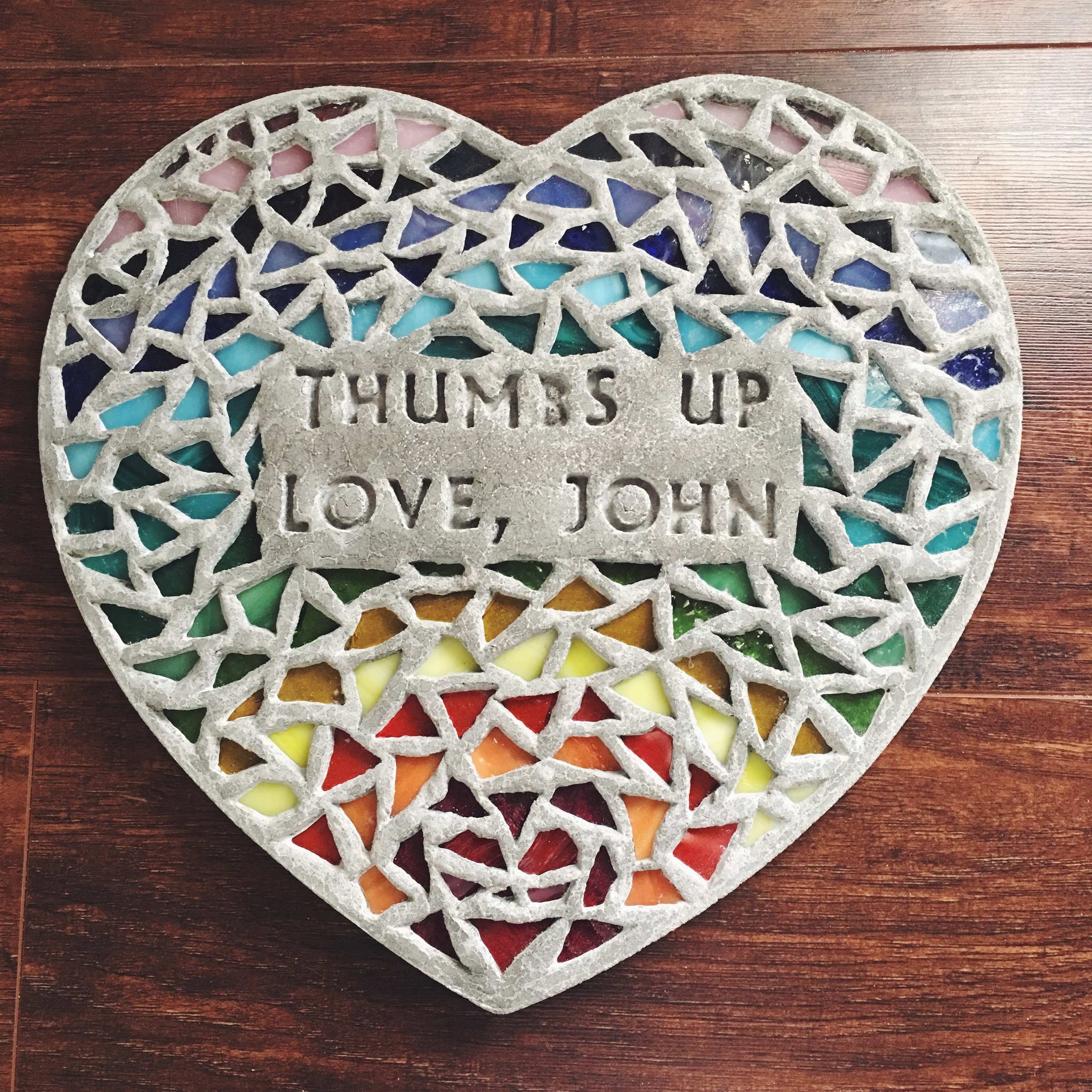 Personalized Garden Stepping Stone With Mosaic Full Glass (heart ...
