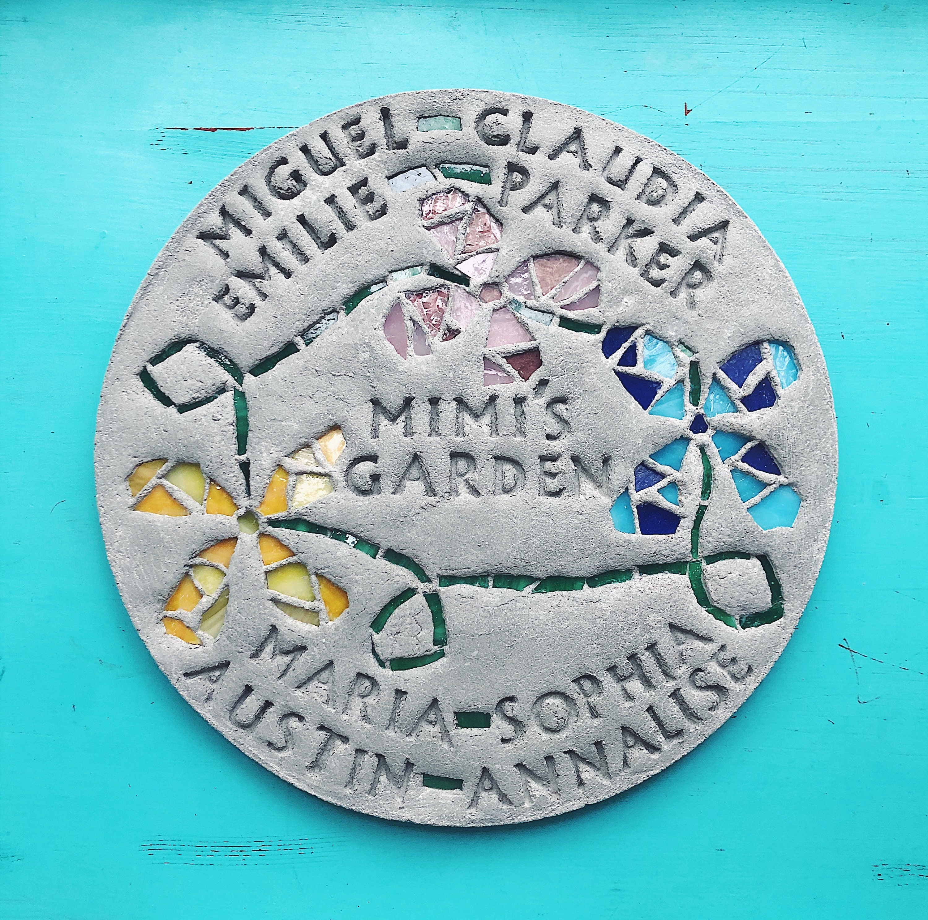 Personalized Garden Stepping Stone With Mosaic Glass Flowers | Etsy