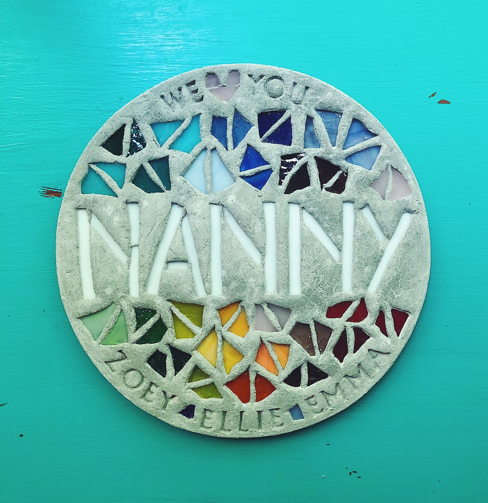 Personalized Garden Stepping Stone With Mosaic Glass Lettering - Etsy