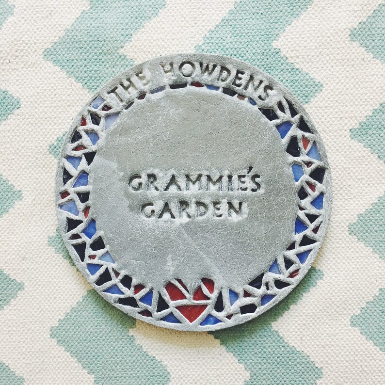 Personalized Garden Stepping Stone With Mosaic Glass Rim - Etsy