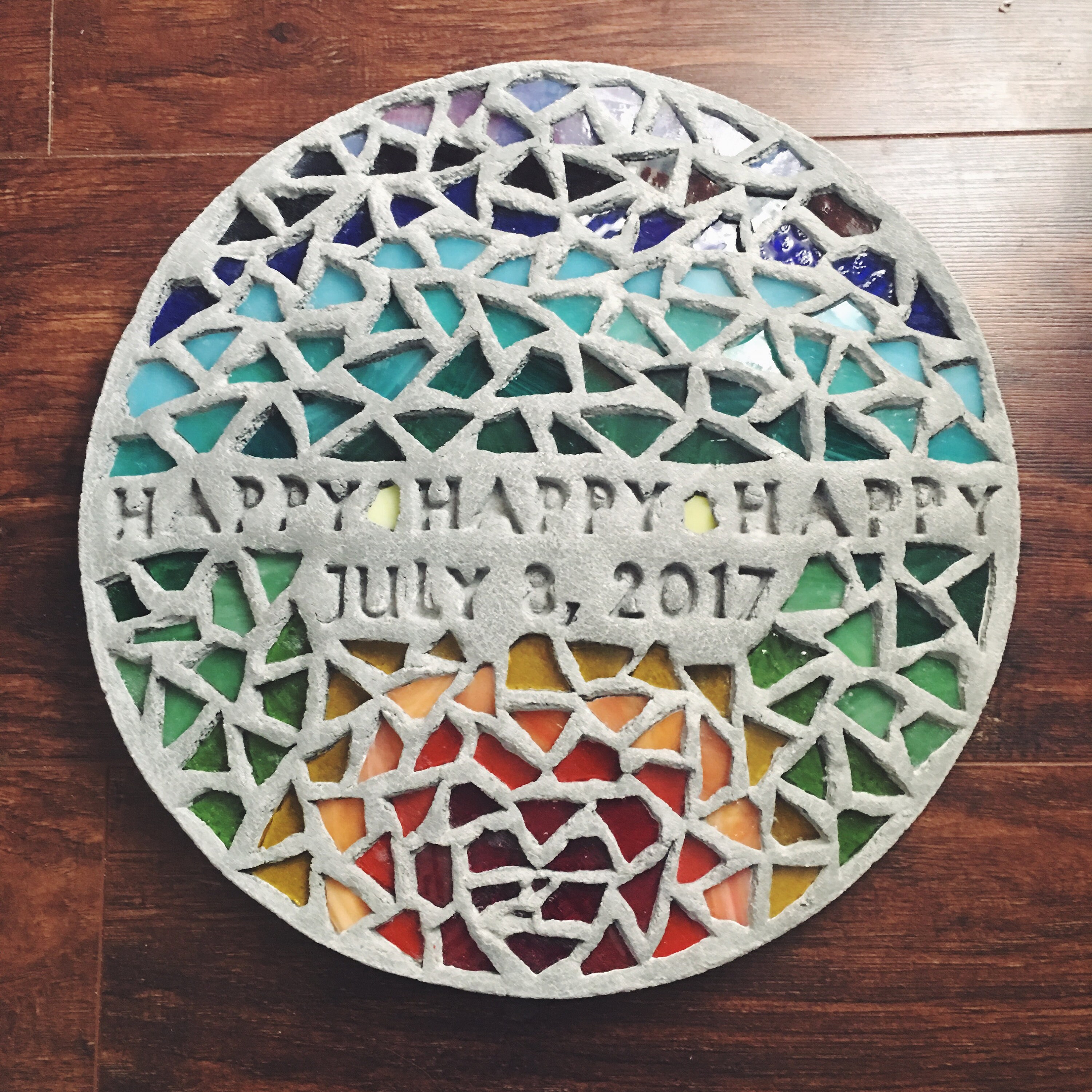 Personalized Garden Stepping Stone With Mosaic Full Glass - Etsy