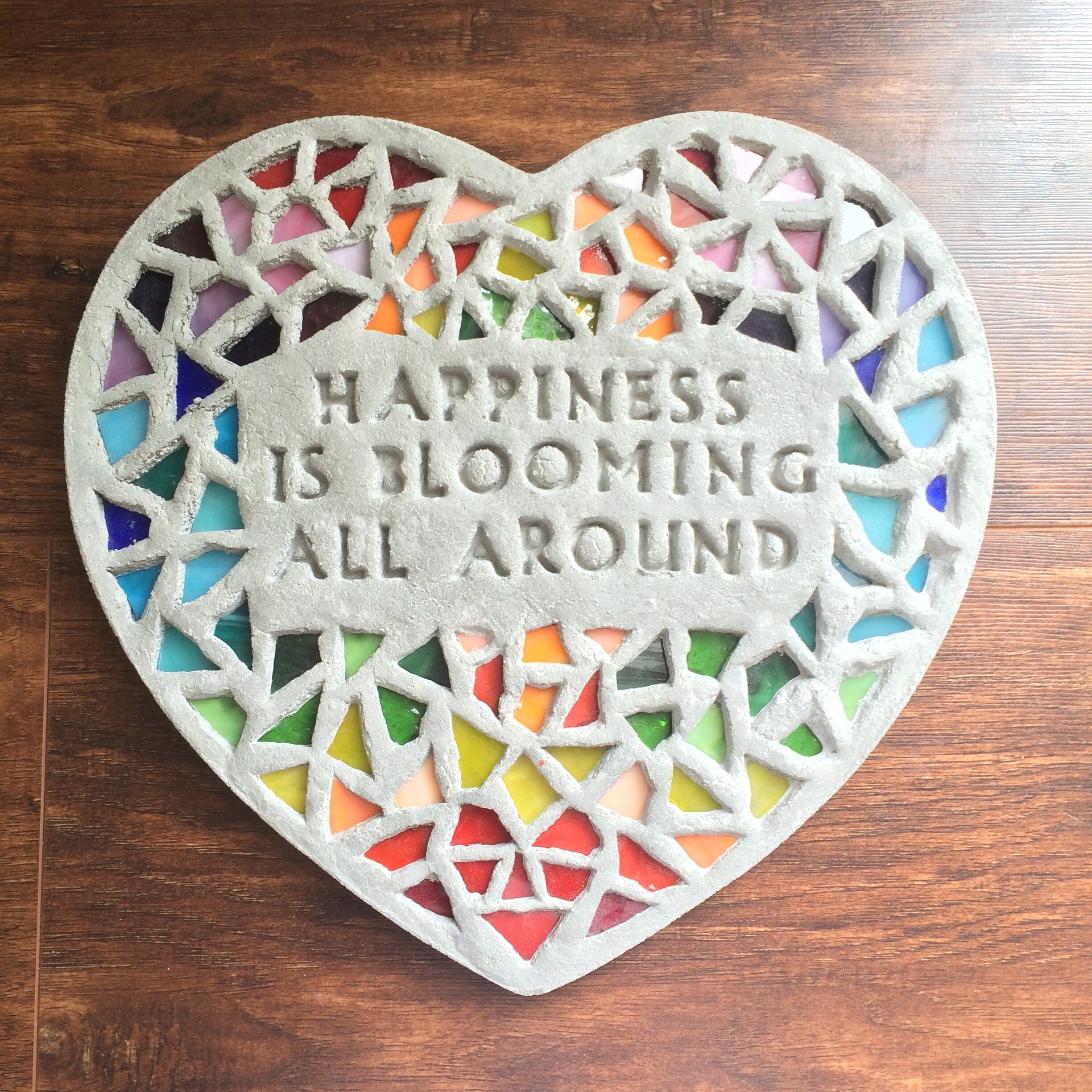 Personalized Garden Stepping Stone With Mosaic Full Glass (heart ...