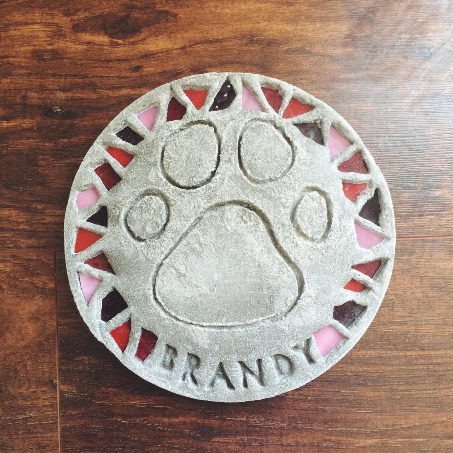 Personalized Garden Stepping Stone With Mosaic Glass Custom Image small ...