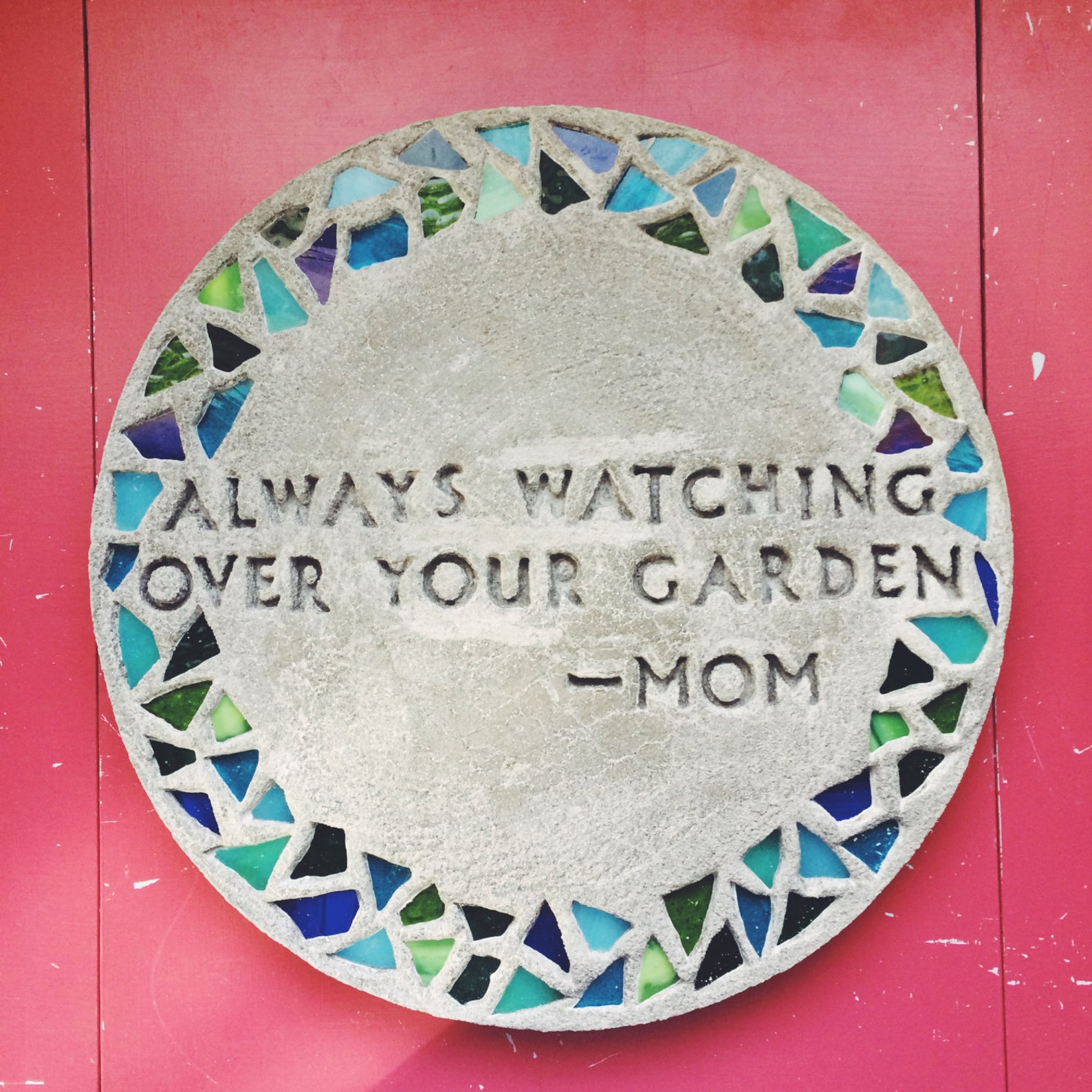 Personalized garden stepping stone with mosaic glass rim | Etsy