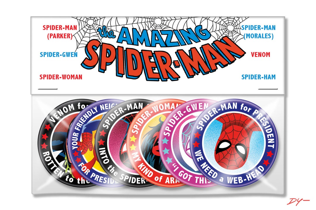 Spider-man 6 Button President Set, 2.25" Inch, Spider-man Parker ...