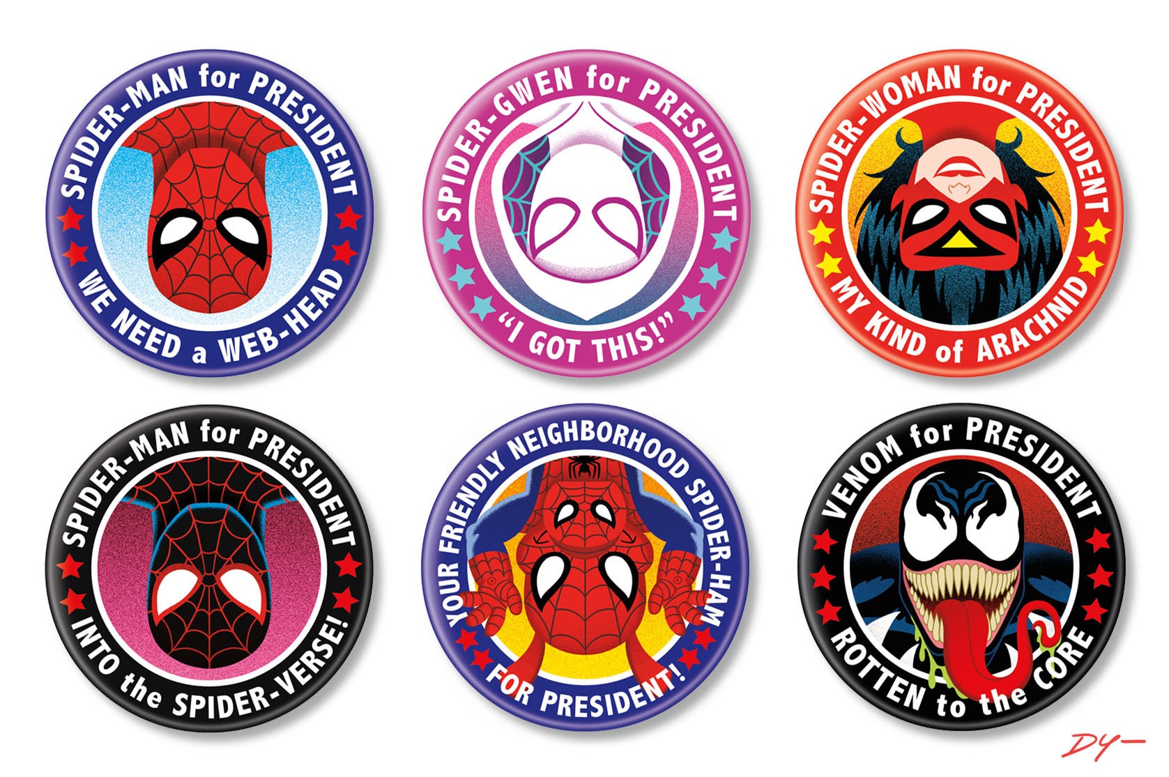 Spider-man 6 Button President Set 2.25 Inch Spider-man | Etsy