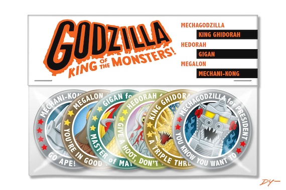 Godzilla 6 Button President Set 2 2.25 Inch | Etsy