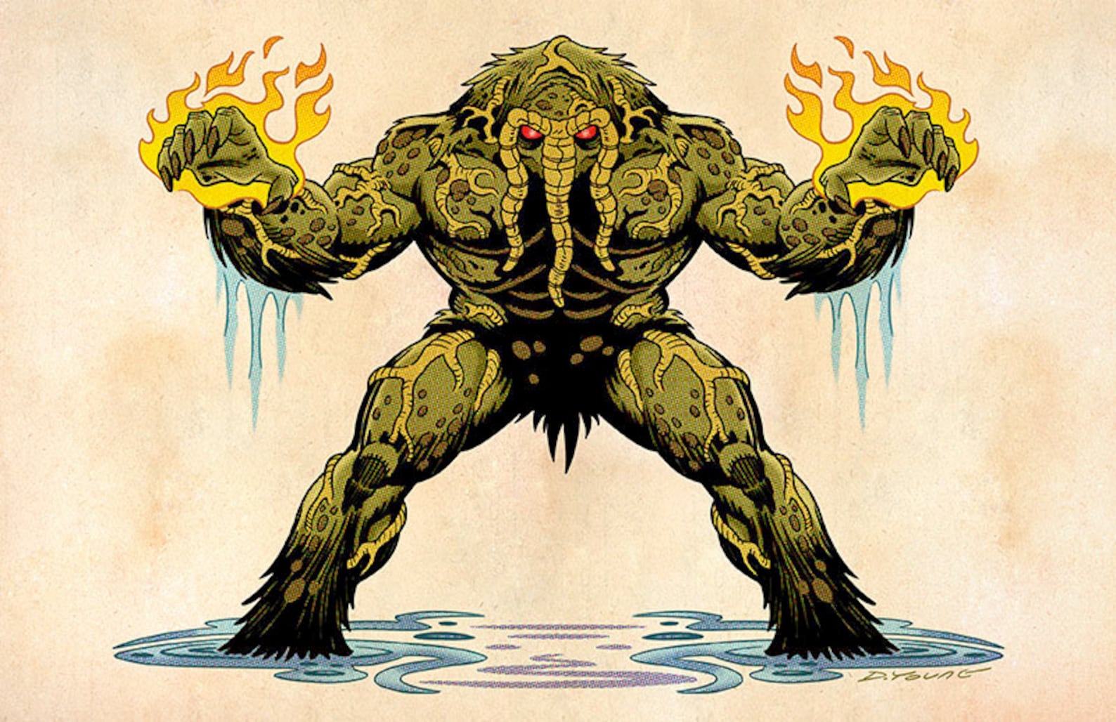 Man-thing Signed 11 X 17 Color Print by Darryl Young - Etsy