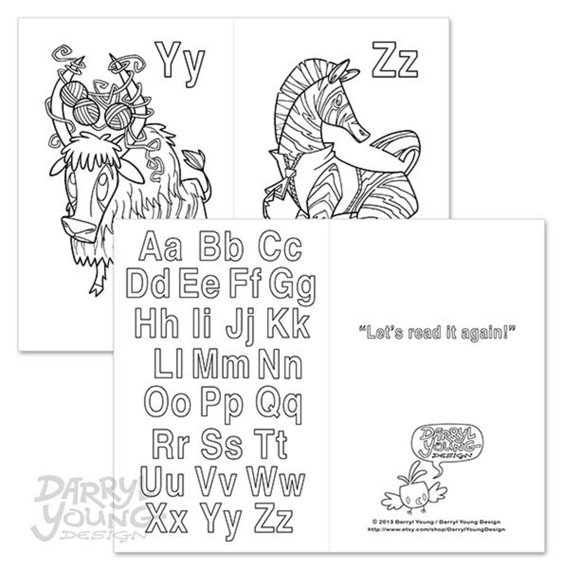 Alphabet Coloring Book Digital Printable ABC for You and Me | Etsy