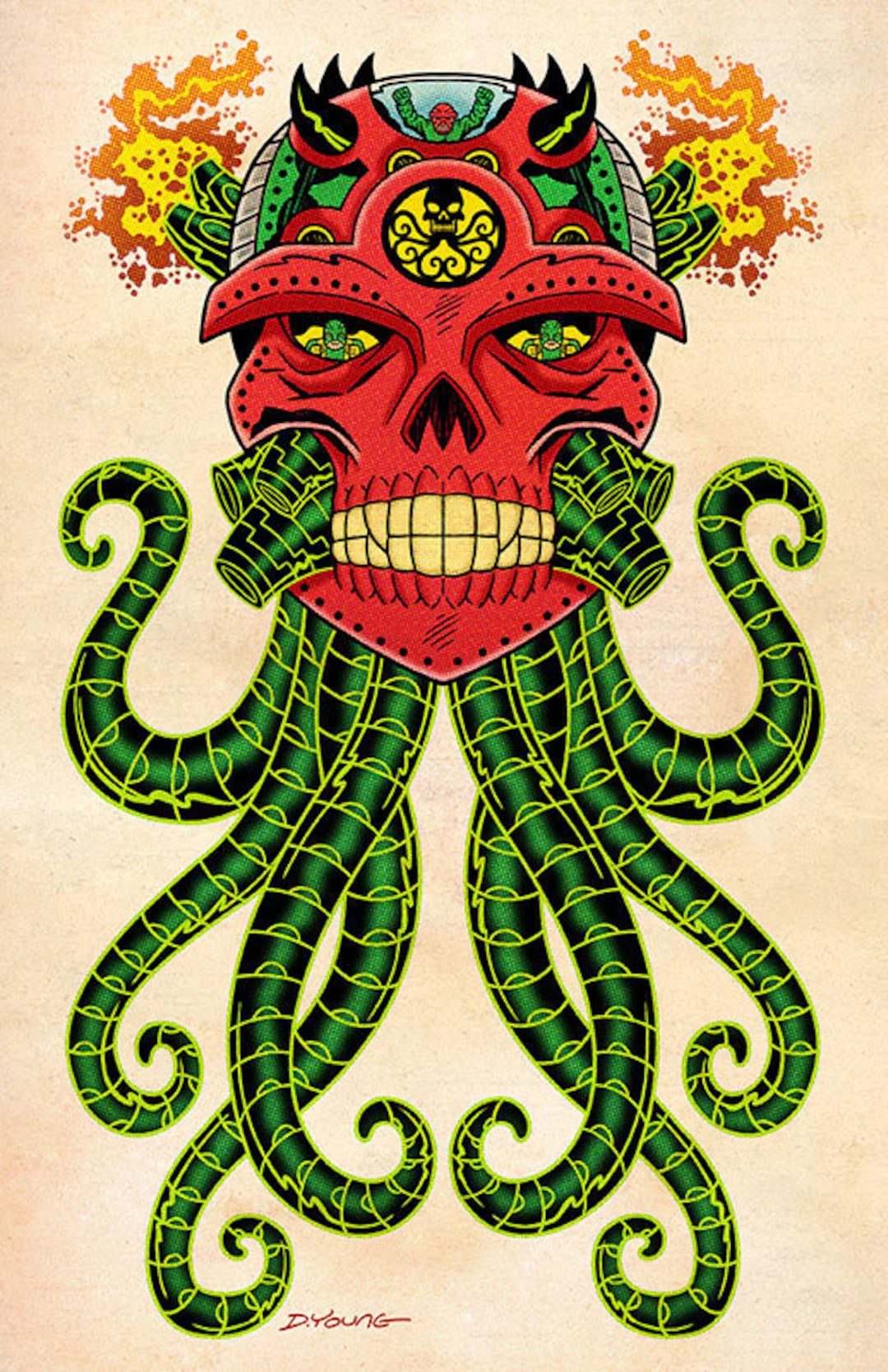 Red Skull Hydra Craft, Signed 11 X 17 Color Print by Darryl Young - Etsy