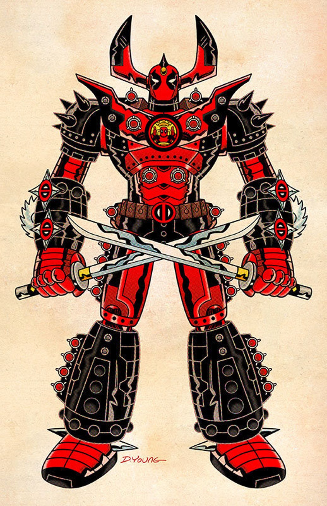 Deadpool Shogun Warrior, Signed 11 X 17 Color Print by Darryl Young - Etsy