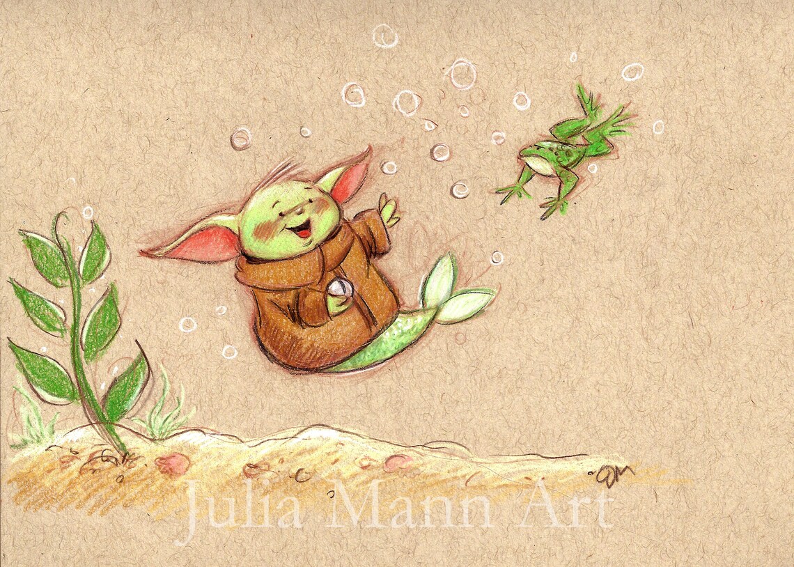 Baby Mermaid and Frog - Etsy