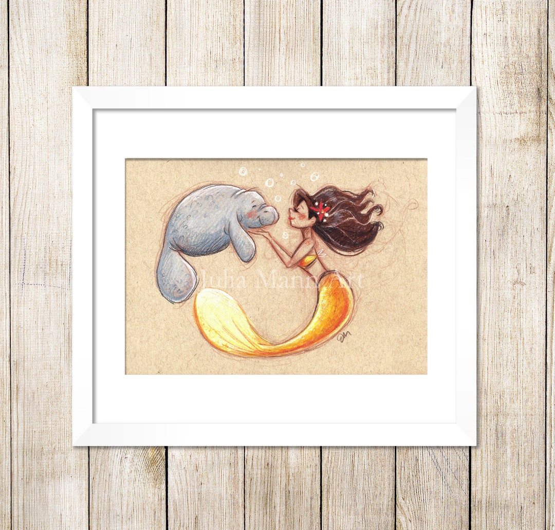 Mermaid and Manatee - Etsy