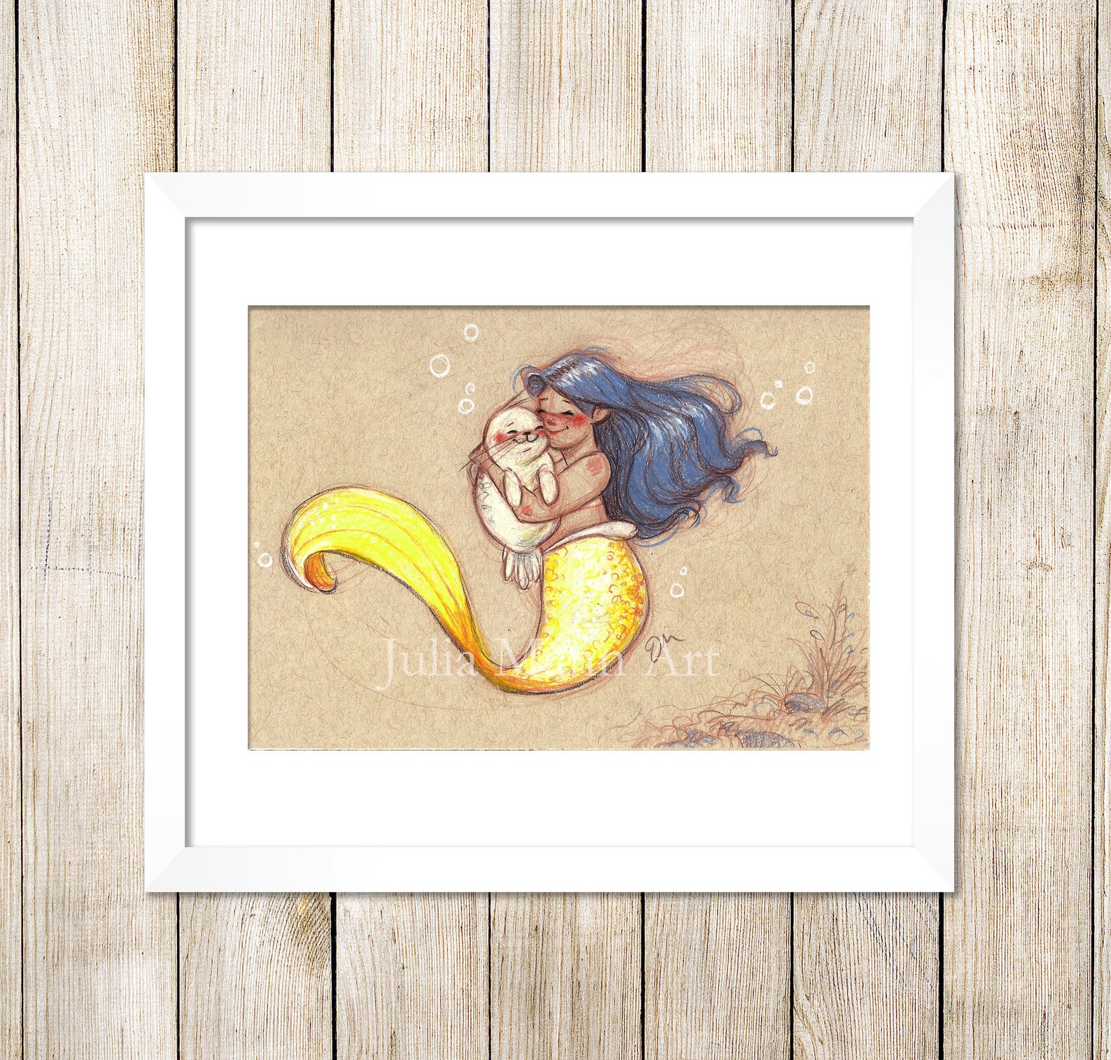 Mermaid and Seal Pup Hug - Etsy