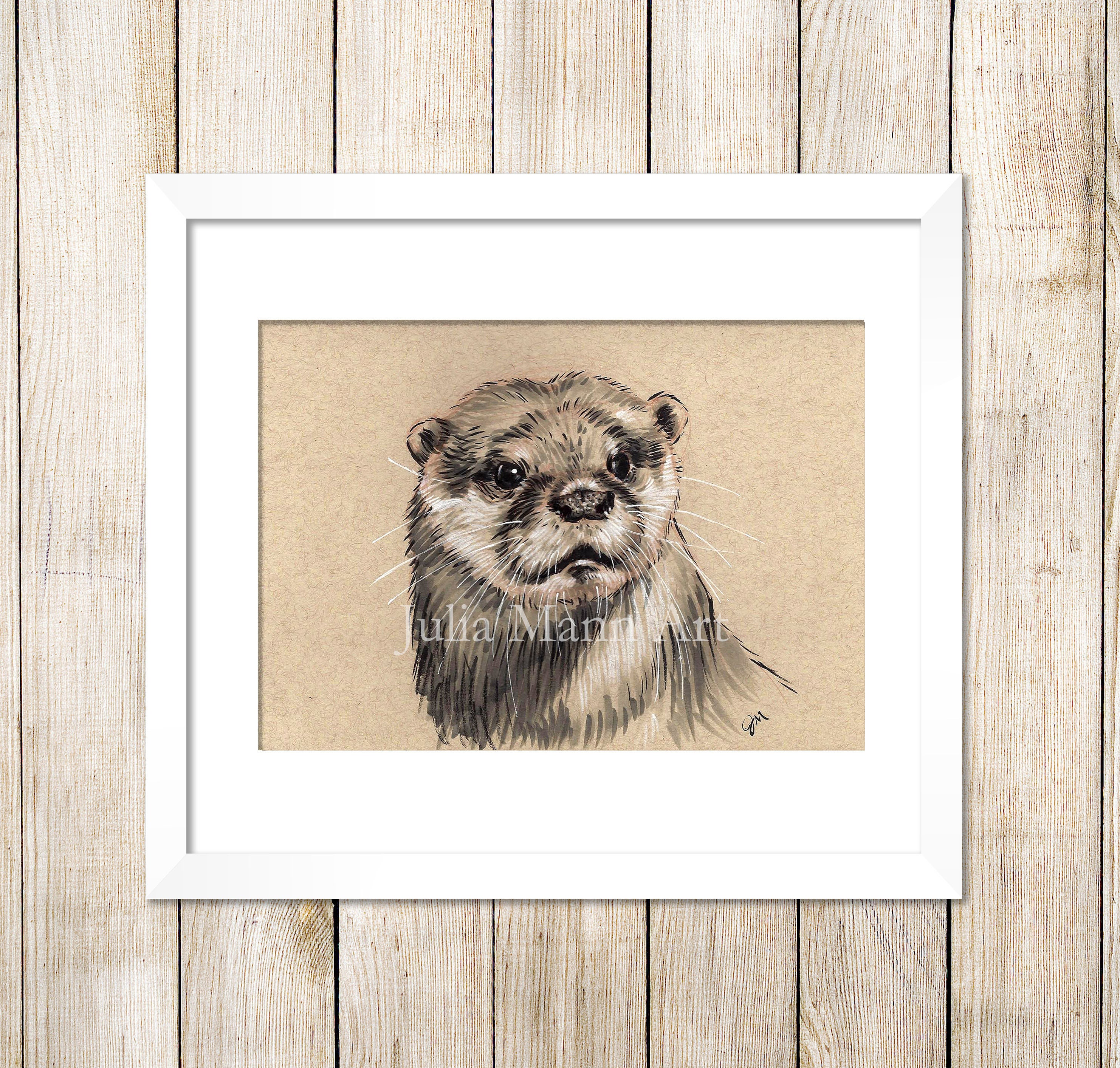 Otter Art Print Otter Drawing Otter Art Ready to Frame | Etsy